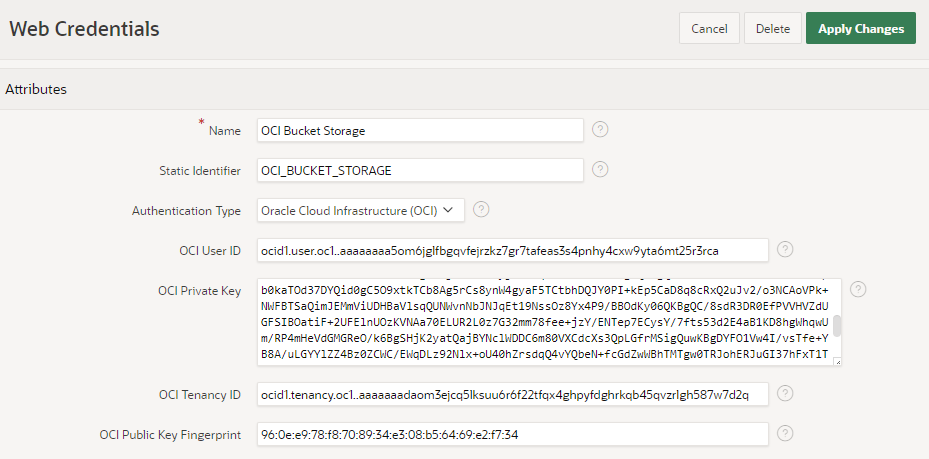 Setting up OCI Bucket storage and accessing from APEX